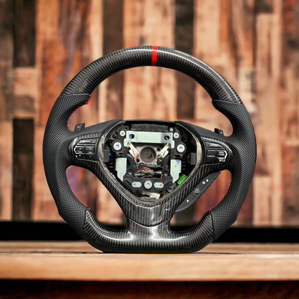 CARBON STEERING WHEEL ACURA TSX 2009 2014 BLACK RED Project JDM NYC